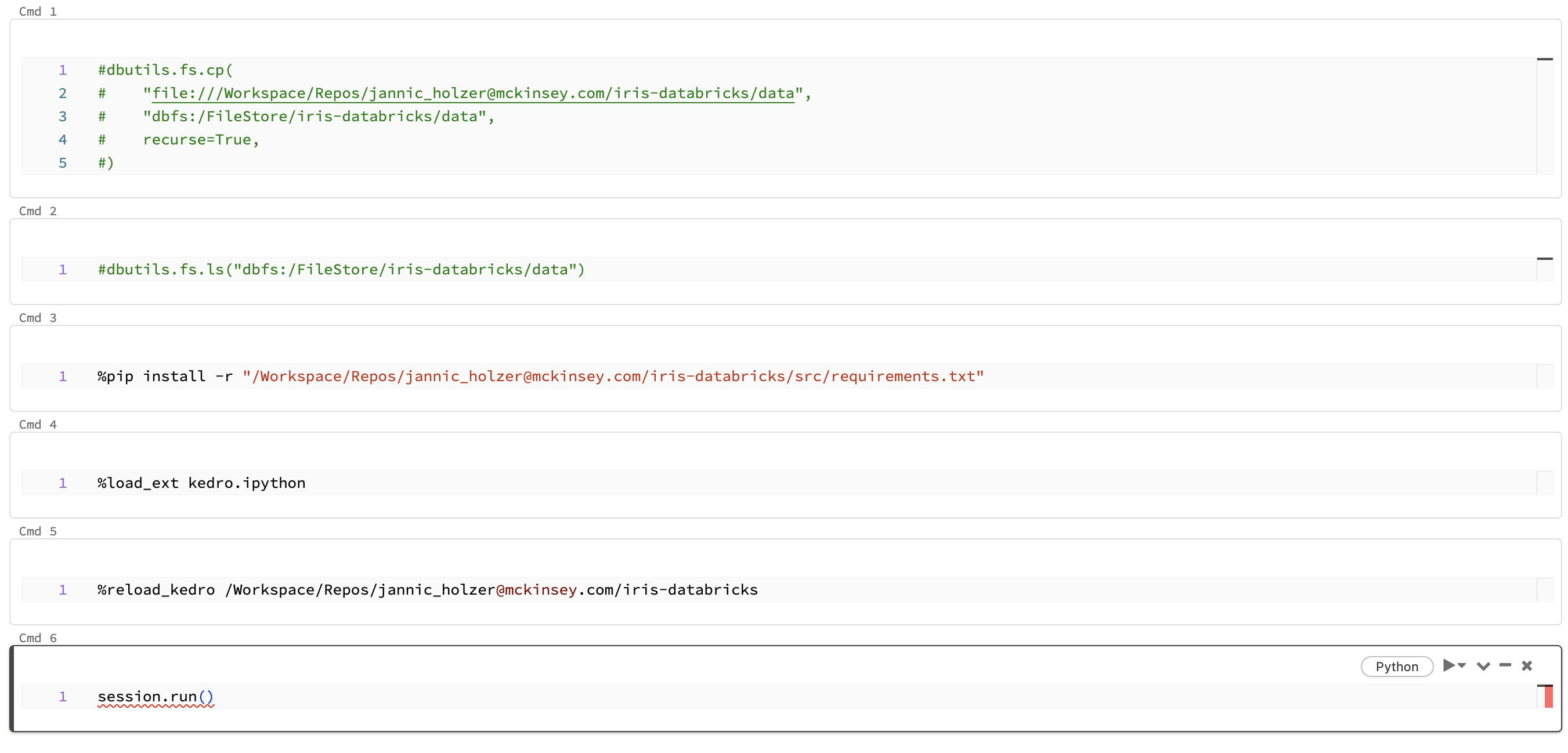 Use a Databricks workspace to develop a Kedro project — kedro 0.18.14 ...